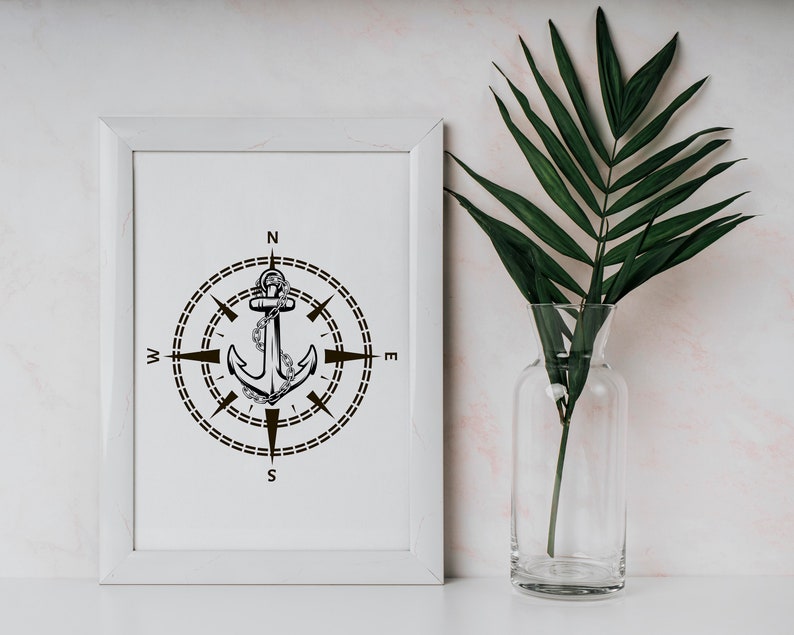Anchor Compass Svg Compass Anchor Svg Nautical Anchor Svg - Etsy
