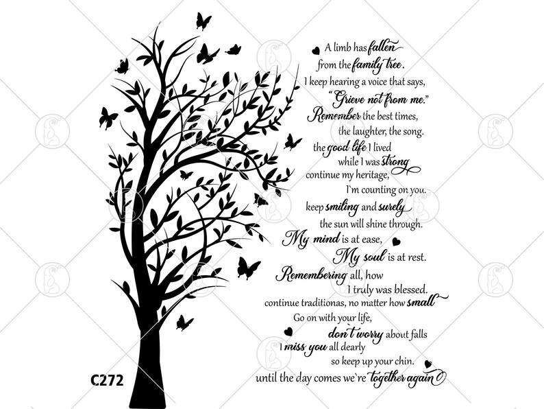 Sympathy Gift: Family Tree Poem Printable (digital Download) - Etsy