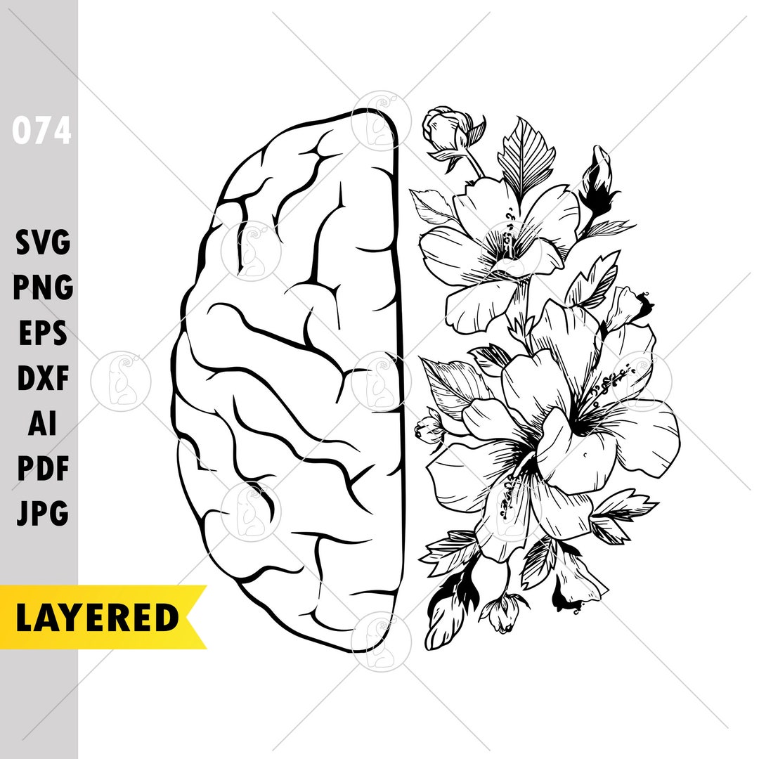 Floral Brain SVG Blooming Brain Svg Floral Brain Svg - Etsy