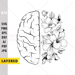Floral Brain SVG Blooming Brain Svg Floral Brain Svg - Etsy