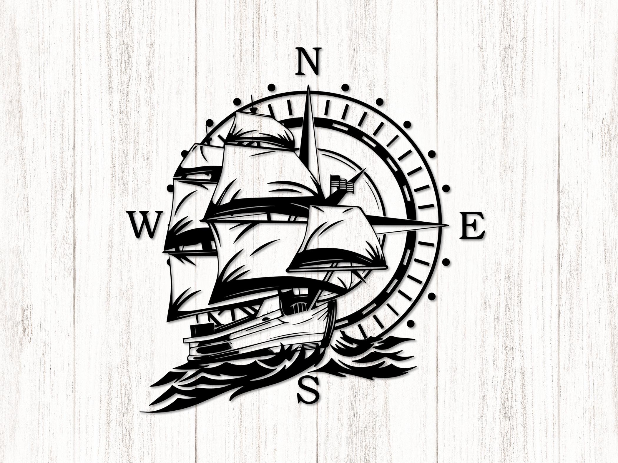 Nautical Ship Compass SVG: Boat Graphic, Cricut Ready (PNG, SVG) - Etsy