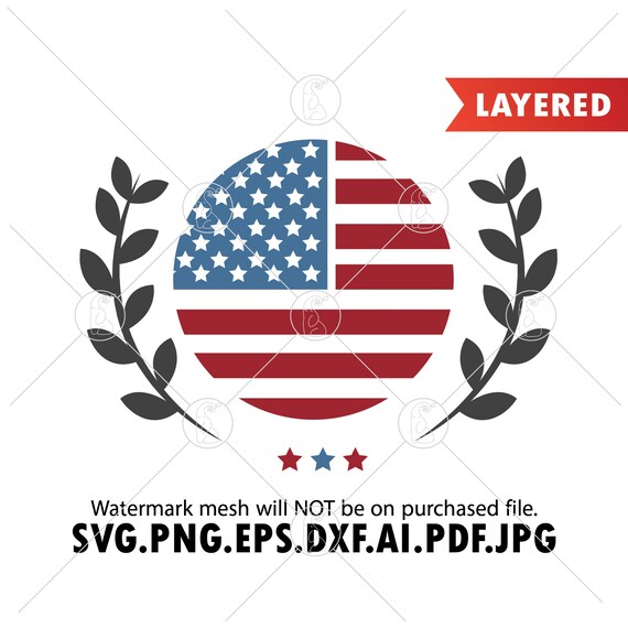 Layered Round Shape US Flag Svg Circle American Flag Vector - Etsy