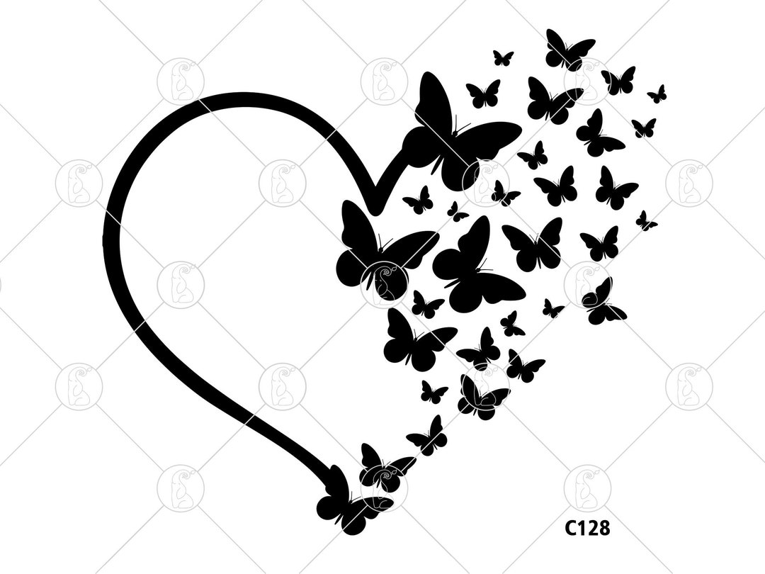 Butterfly Heart Valentine SVG PNG Butterfly Heart Svg Heart Butterfly ...