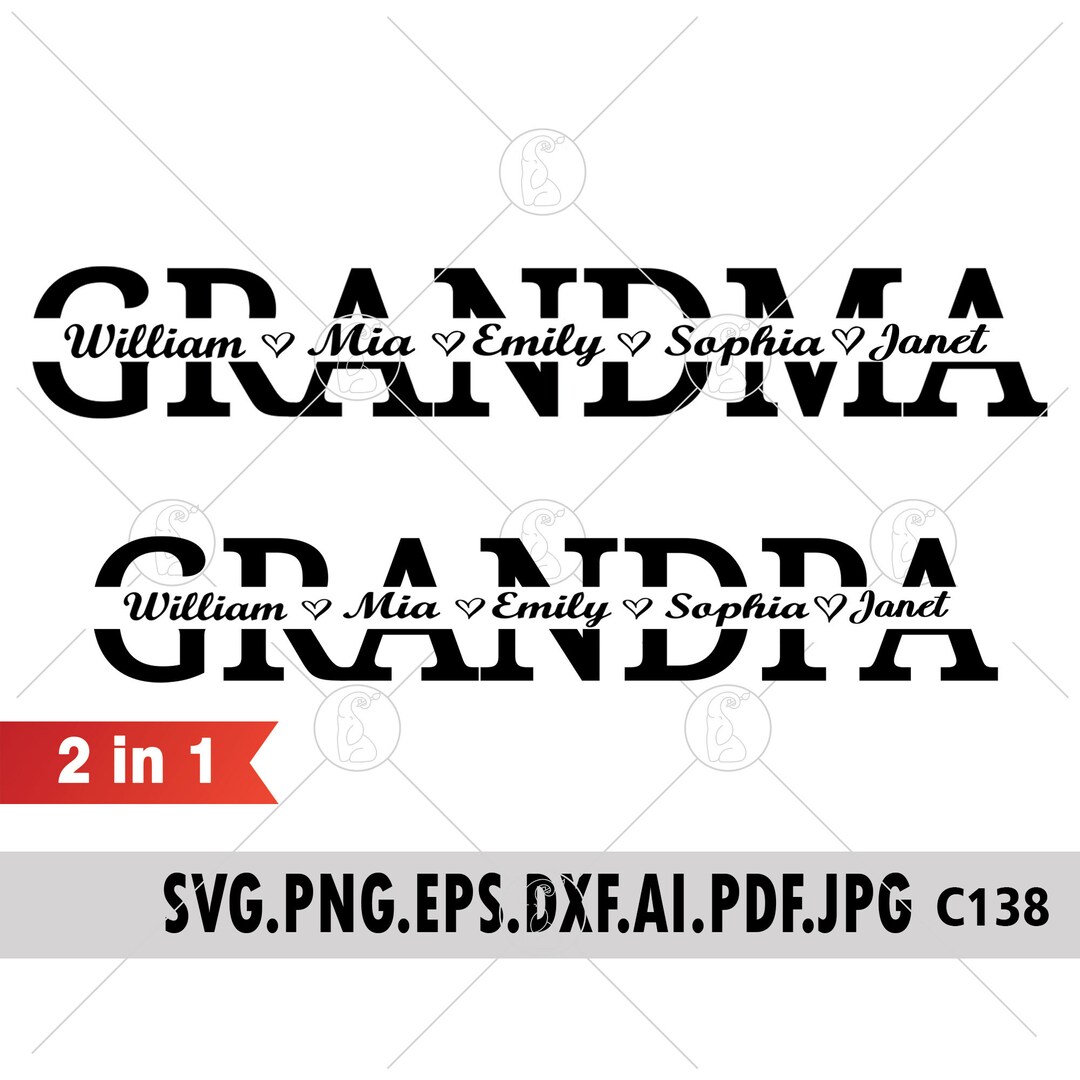 Grandpa Grandma Svg, Grandfather Grandmother Svg, Grandpa Grandma Split ...