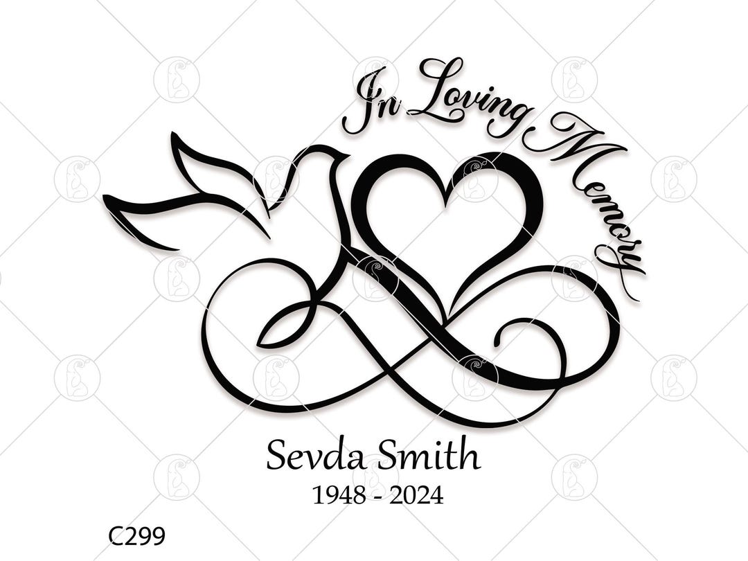 Memorial Infinity Heart Bird SVG PNG: in Loving Memory (digital ...
