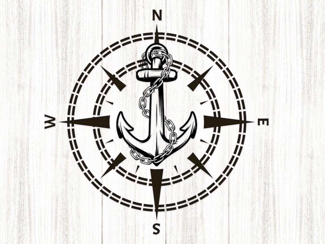 Anchor Compass SVG PNG: Nautical Compass Clipart - Cricut Silhouette ...