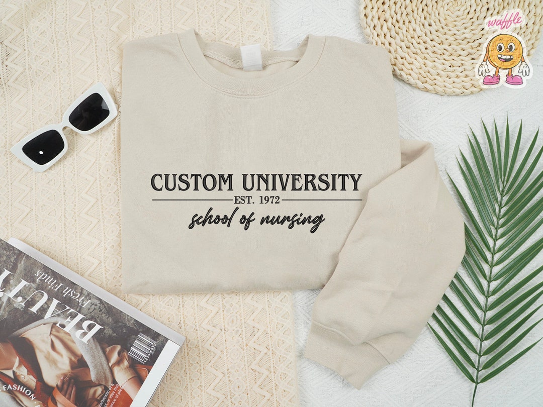 Custom College Embroidered Sweatshirt, Customized University Est Date ...
