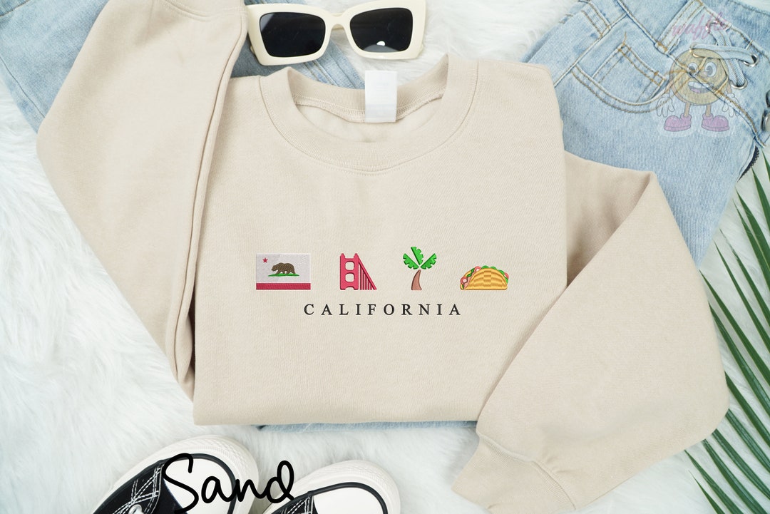 Embroidered California Sweatshirt, CA Bear Crewneck, California Icon ...