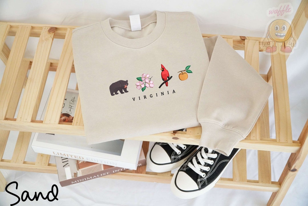 EMBROIDERED Virginia State Sweatshirt, Virginia Travel Gifts, Virginia ...