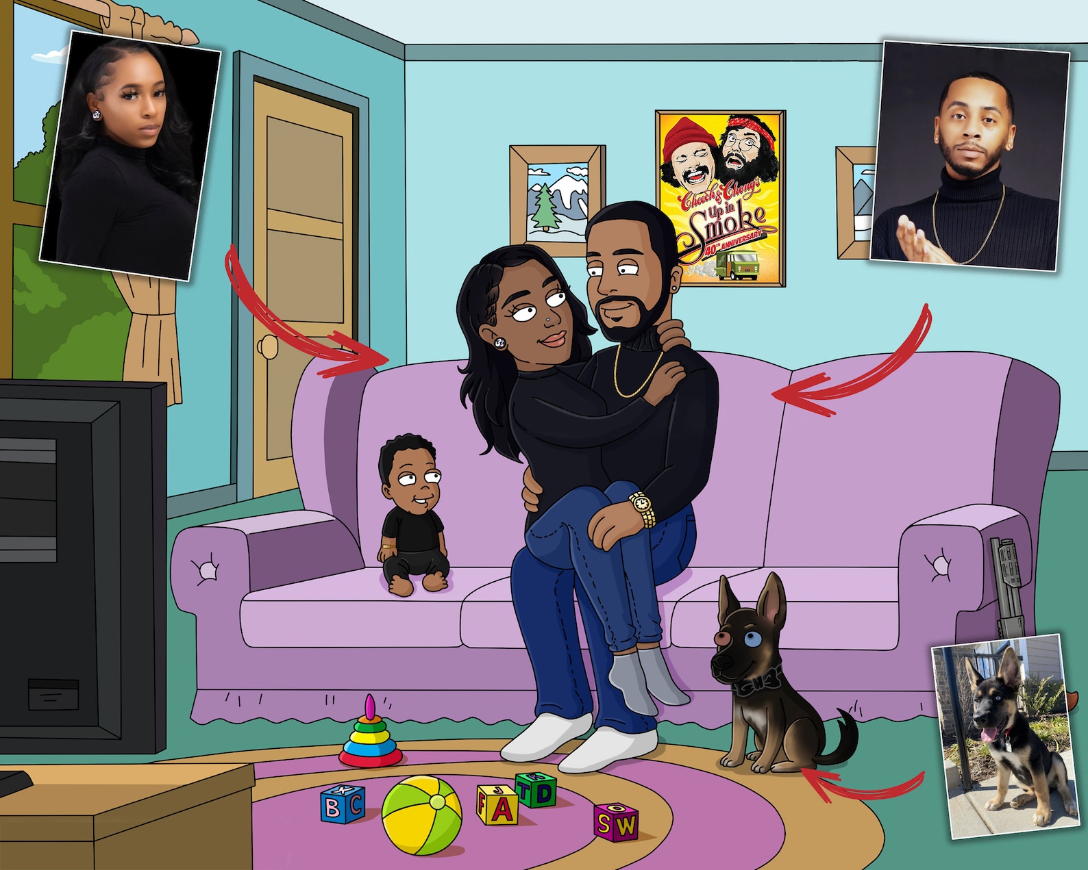 Personalized Couple Portrait Family Guy Custom Portrait - Etsy