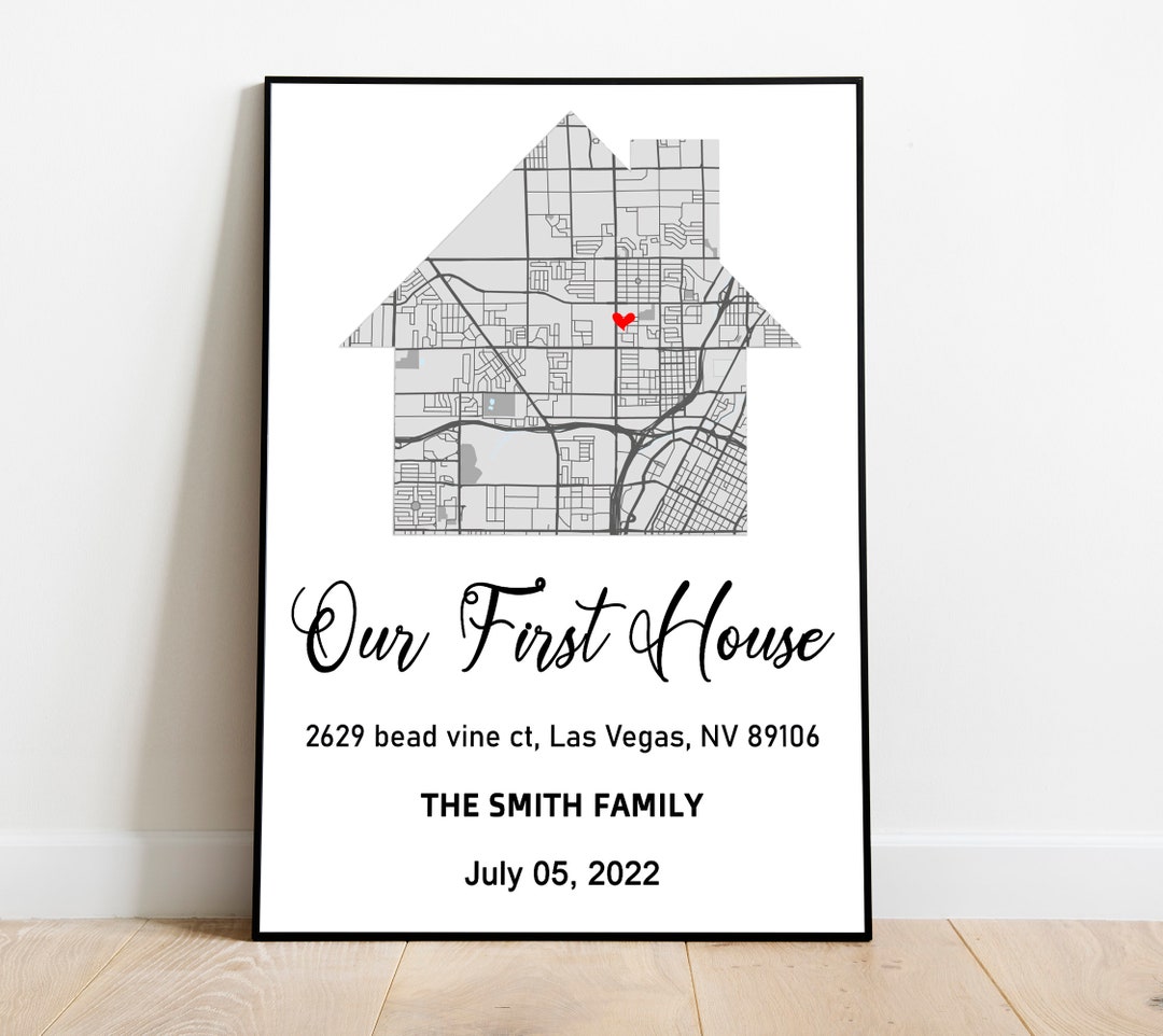 First New Home Gift | House Shaped Map | Custom City Map | Housewarming ...