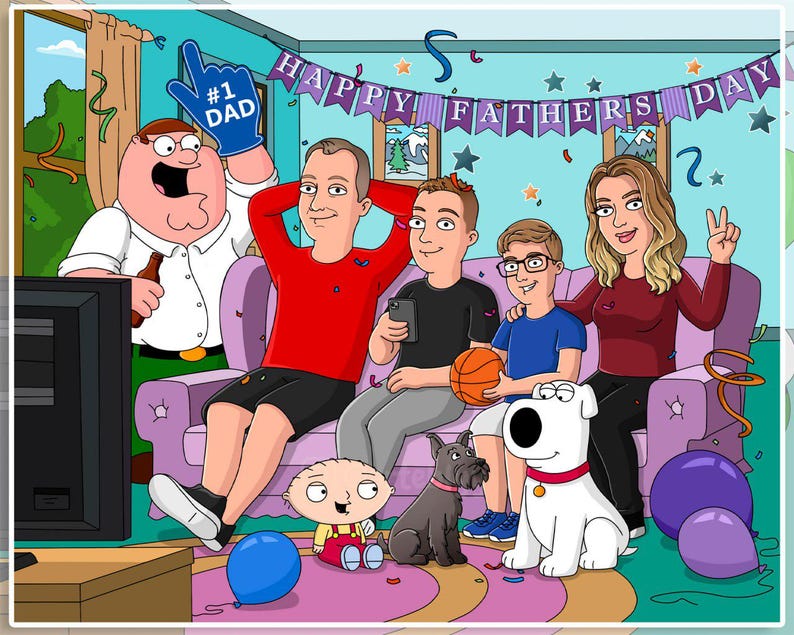Custom Family Guy Style Portrait, Personalized Cartoon From Photo ...
