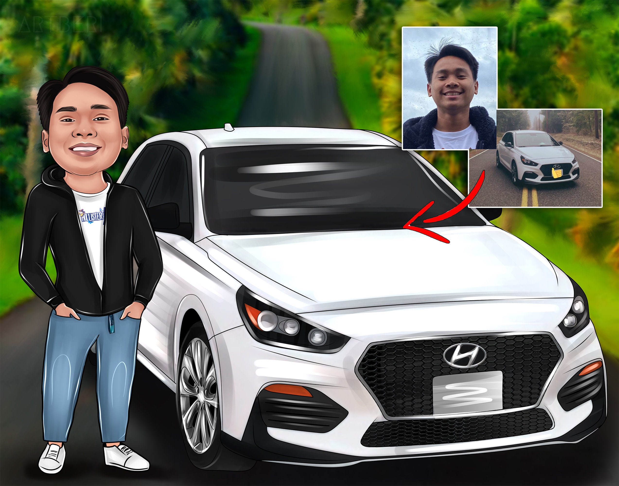 Custom Portrait for Car Lover Custom Car Drawing Portrait - Etsy Australia