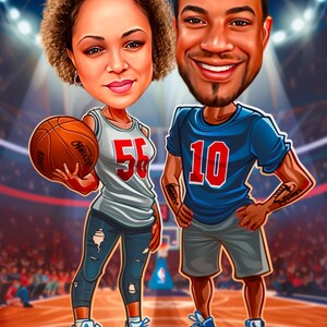 Custom Basketball Caricature for Couple, Couple Basketball Gift ...