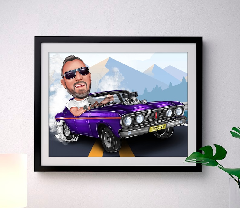 Custom Car Portrait From Your Photo, Gift for Car Lover, Caricature for ...