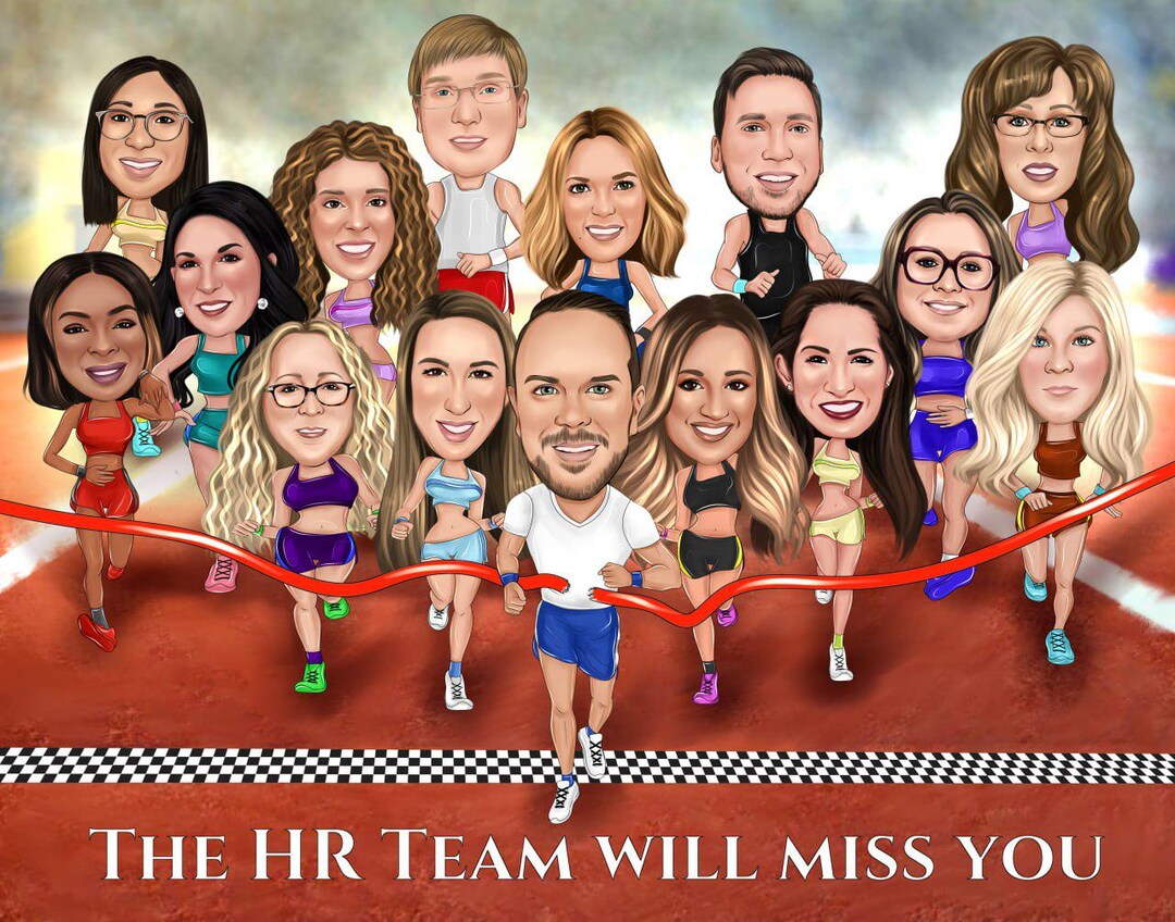 Custom Group Portrait, Retirement Caricature Gift, Drawing From Photo ...