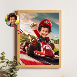 Custom SUPER MARIO Portrait, Mario Kids Caricature, Super Mario ...