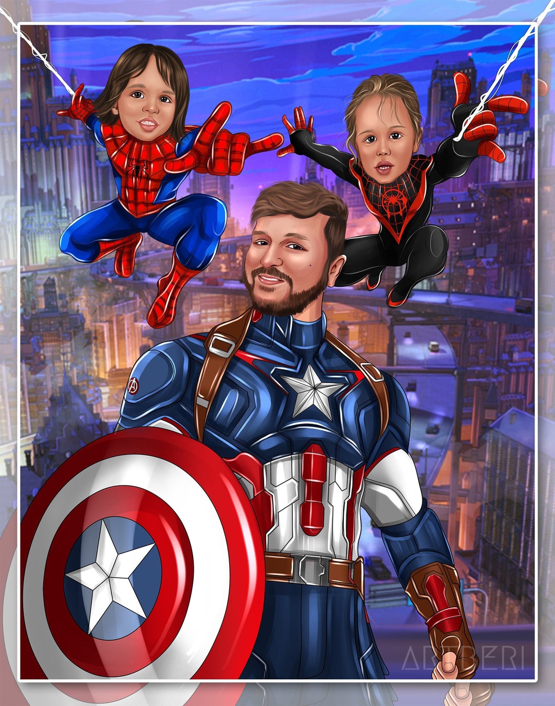 Custom Family Superhero Portrait, Family Superhero Caricature From ...