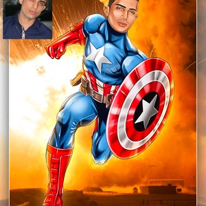 Custom Superhero Portrait From Photo, Superhero Portrait for Him ...