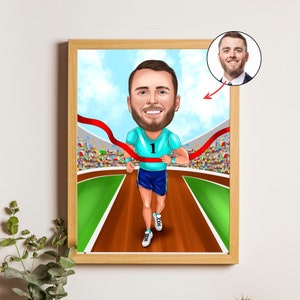 Gift for a Runner, Custom Caricature Portrait From Your Photo, Long ...