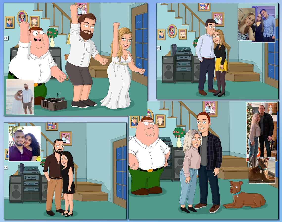Personalized Couple Portrait Family Guy Custom Portrait - Etsy