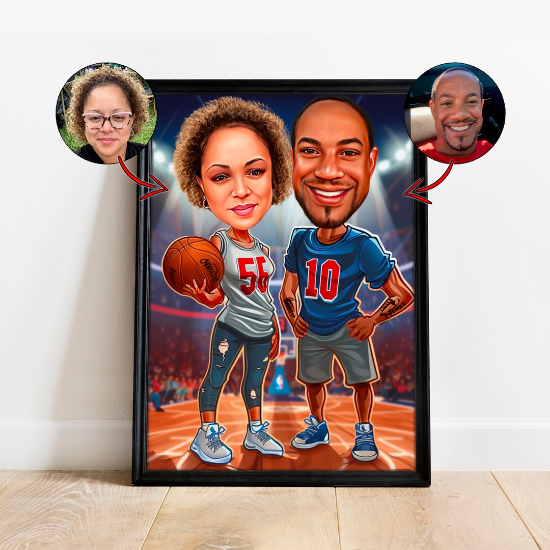 Custom Basketball Caricature for Couple, Couple Basketball Gift ...