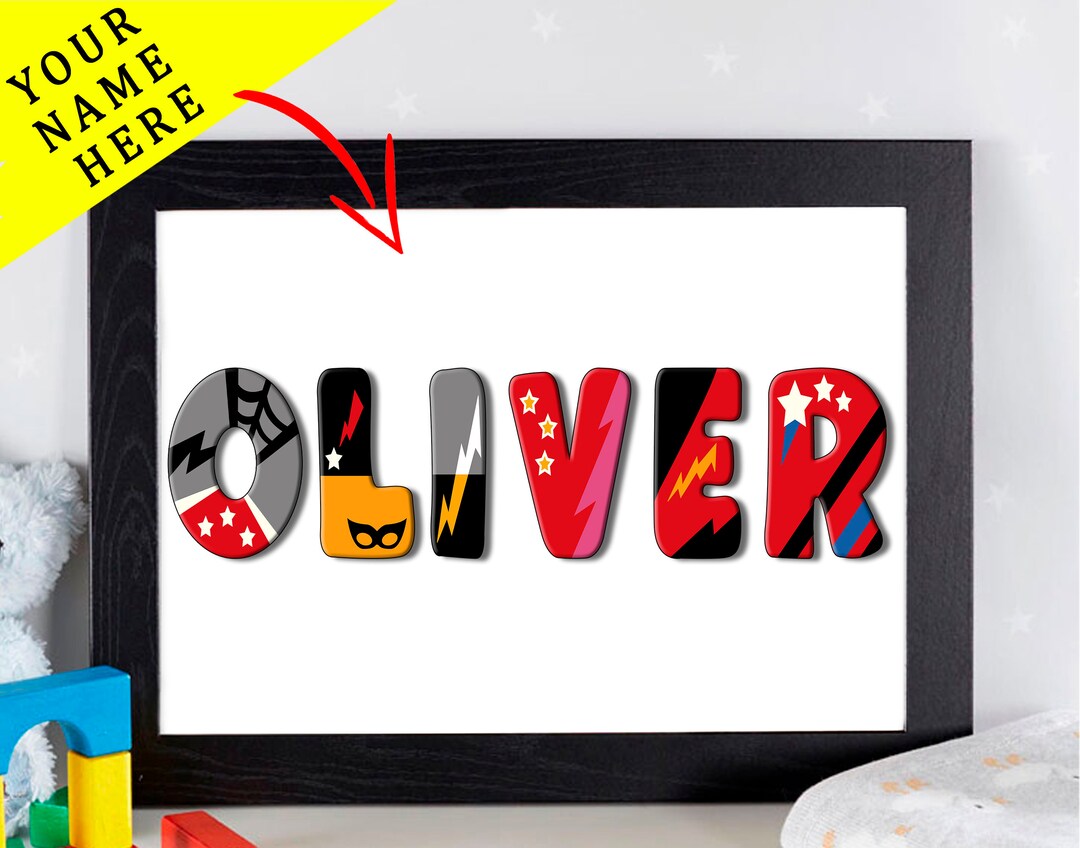 Personalized Superhero Name Art, Boys Room Decor (digital Download) - Etsy