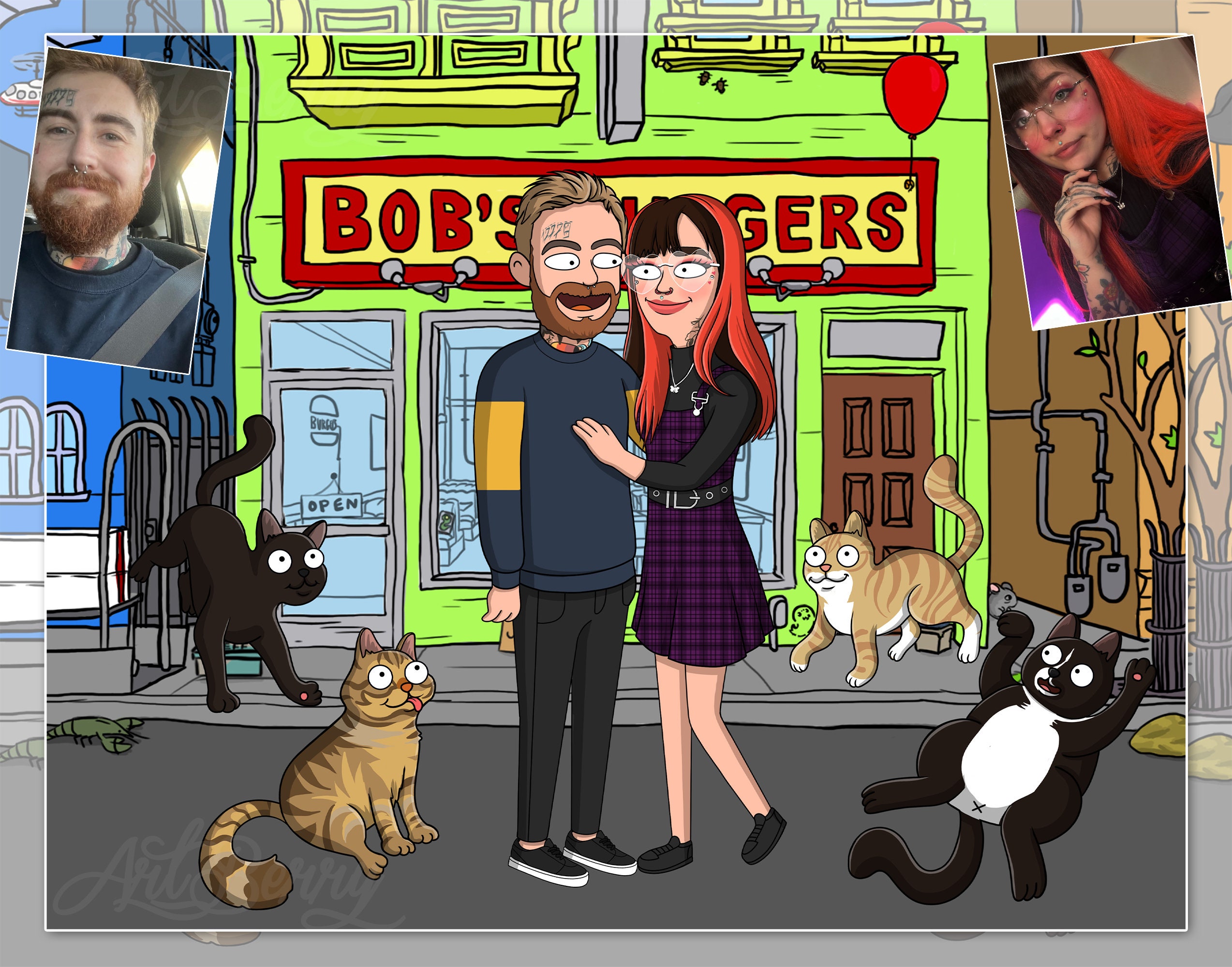 Custom Family Portrait, Bob Burger Custom Portrait, Family Bob Burger ...