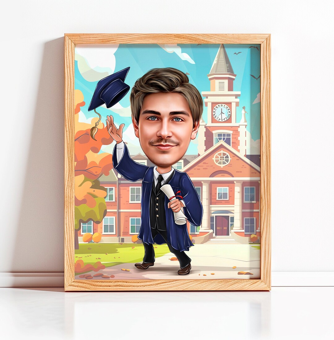 Graduation Caricature From Photo, Graduation Caricature, Digital ...