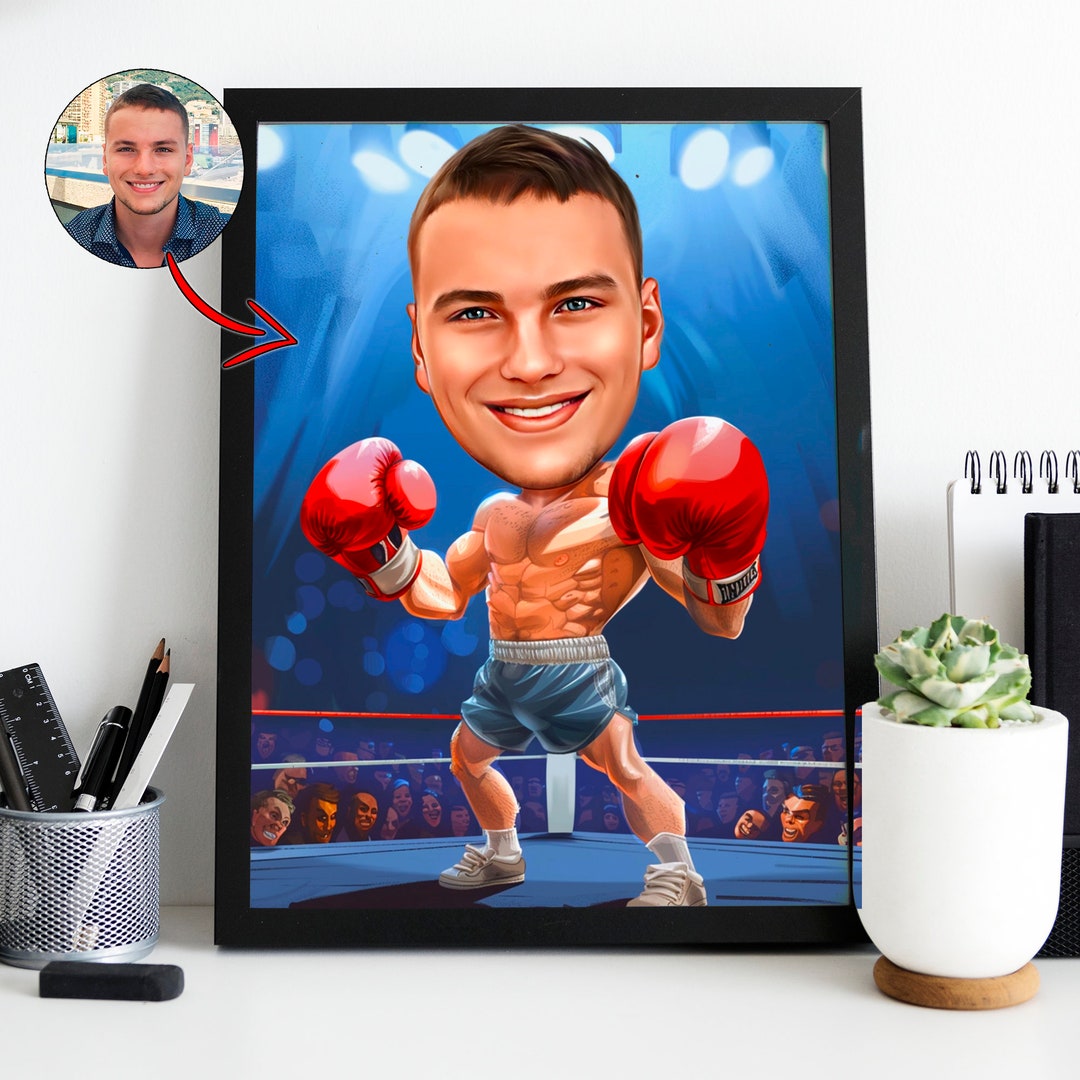 Custom Boxer Caricature, Portrait From Your Photo, Boxer Gift, Boxer ...