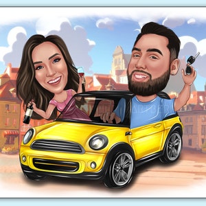 Custom Family Portrait With Car: A Unique Gift for Car Lovers and a ...