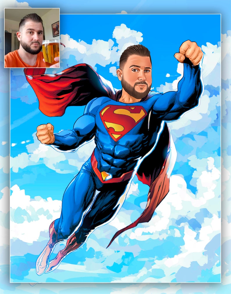 Custom Superhero Portrait From Photo Superhero Portrait for - Etsy