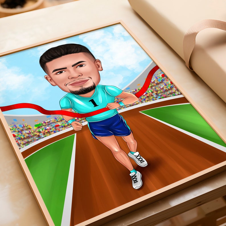 Gift for a Runner, Custom Caricature Portrait From Your Photo, Long ...