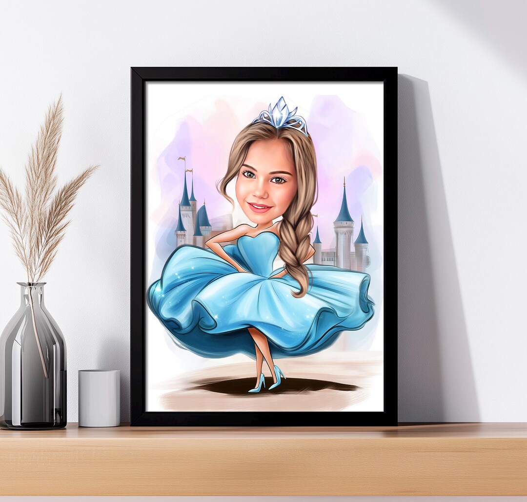 Custom Princess Portrait, Personalized Princess Caricature, Portrait ...
