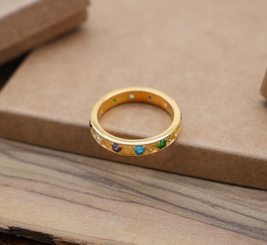 Gold Choshen Ring With 12 Stones, 12 Tribes of Israel Judaica Ring ...