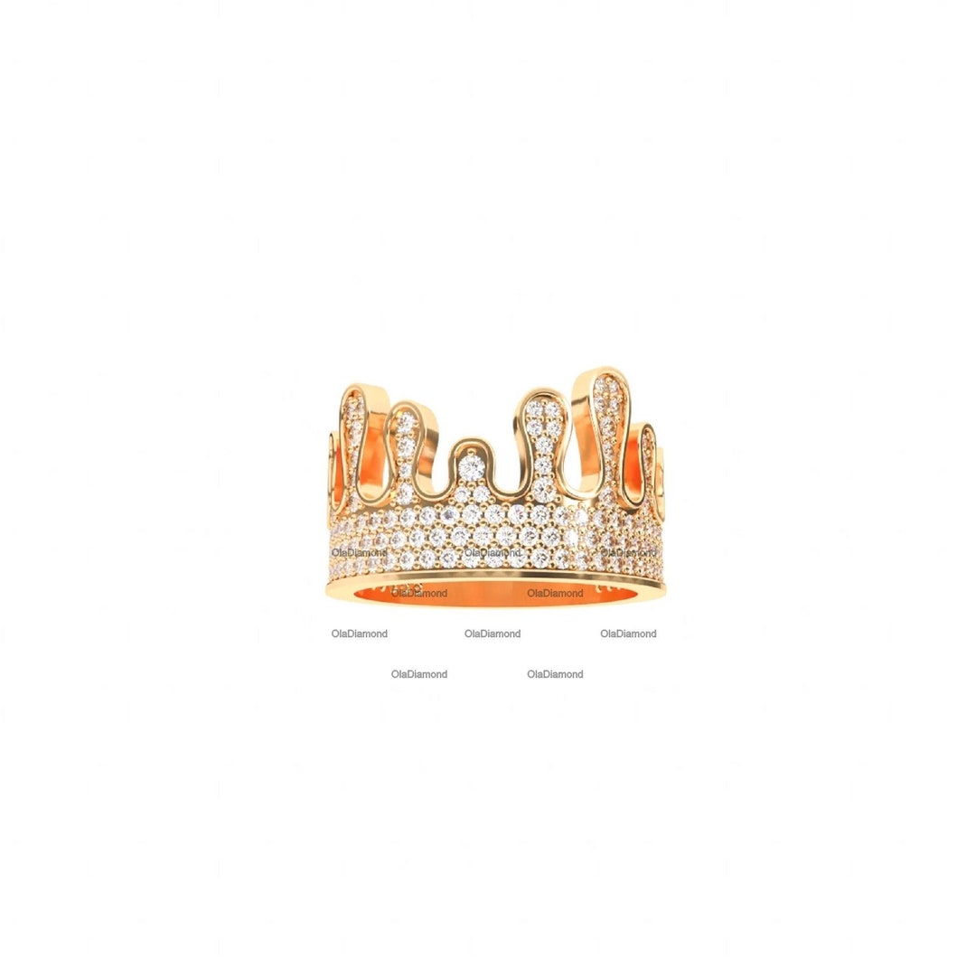Moissanite Drippy Ring Solid Gold Ring Dripping Silver Ring Diamond ...