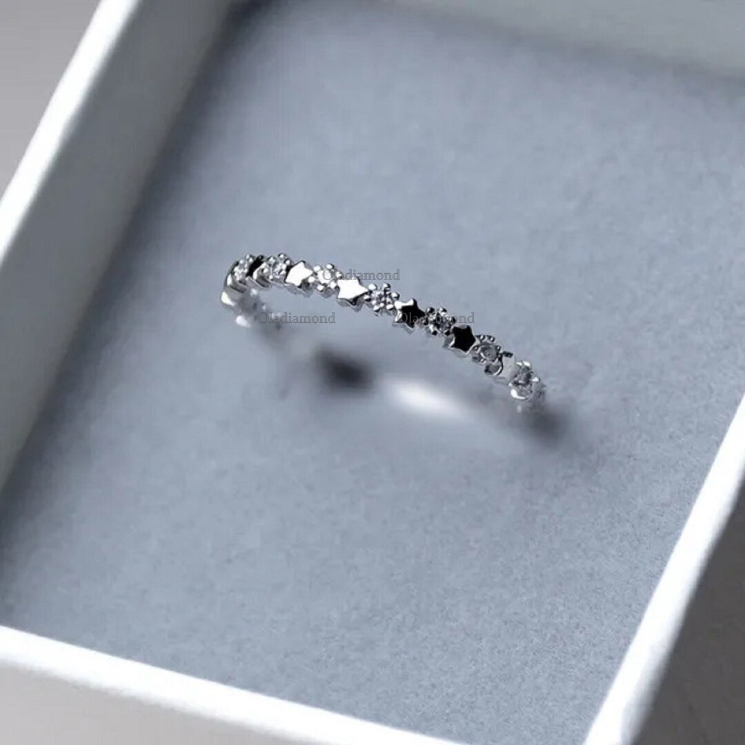 14K Solid Gold Star Moissanite Ring Infinity Ring Daisy Ring Simple 925 ...
