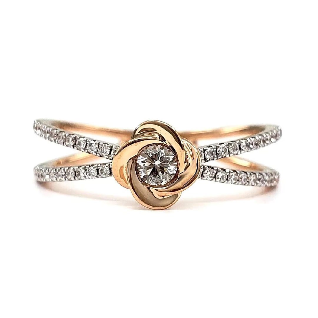 Floral Knot Crossover Wedding Band Minimalist Half Eternity Statement ...