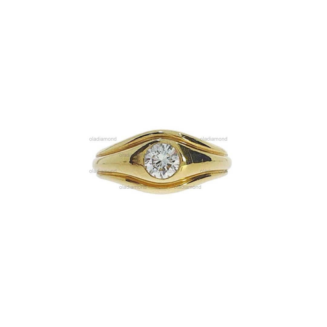 18K Solid Gold Moissanite Bombe Style Ring Diamond Dome Ring Antique ...