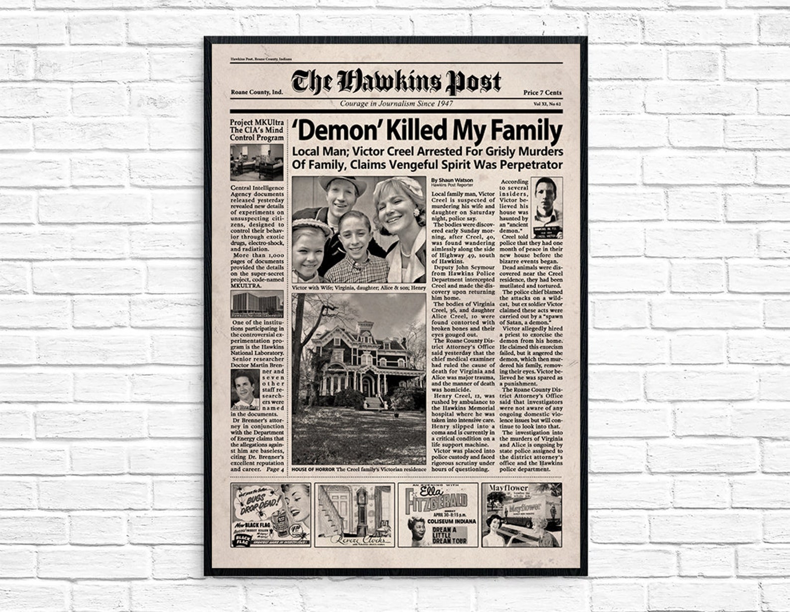 Stranger Things Victor Creel Hawkins Post Newspaper Print - Etsy Australia
