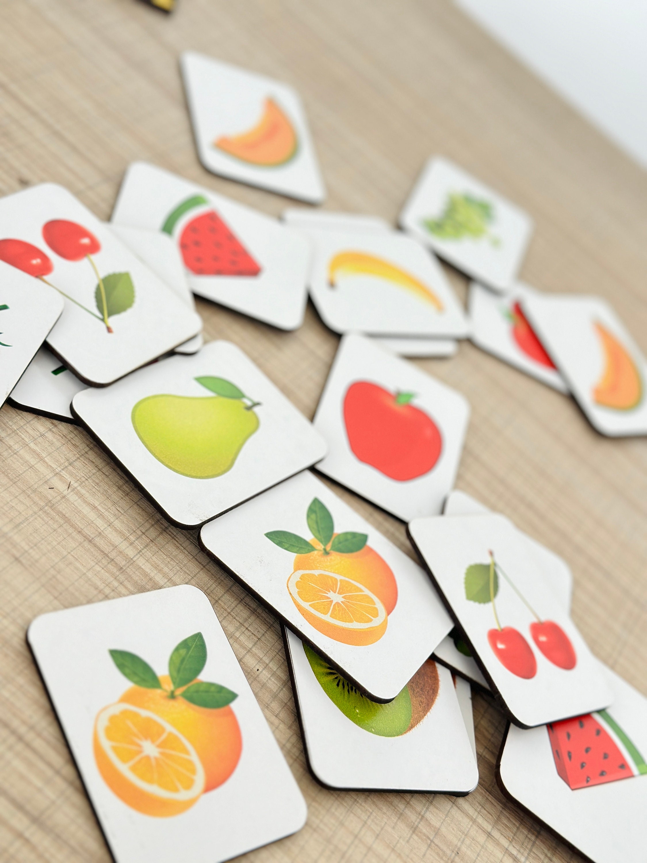 Fruits 20 Matching Montessori Cards-montessori Wooden Fruit Memory Game ...