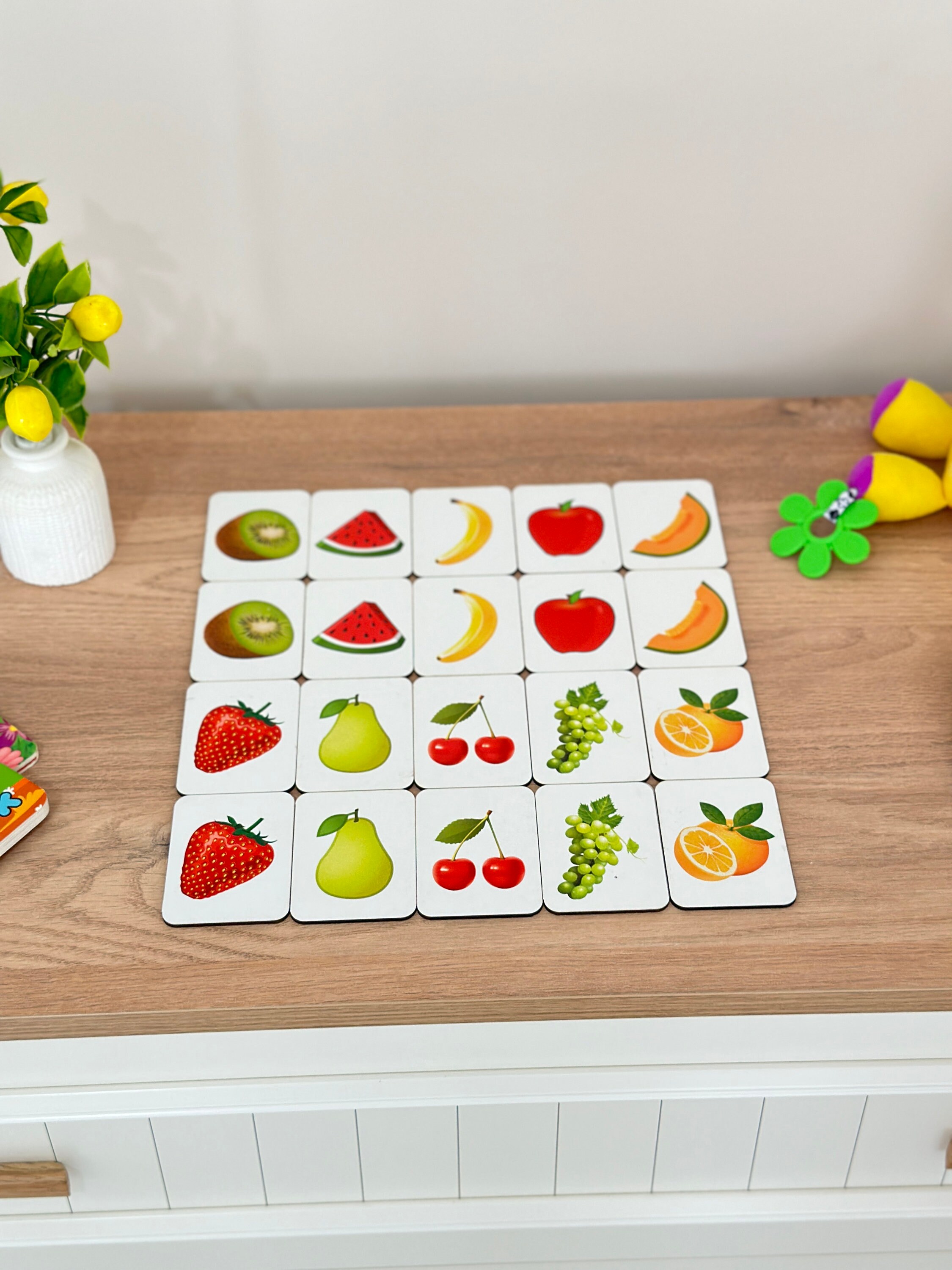 Fruits 20 Matching Montessori Cards-montessori Wooden Fruit Memory Game ...