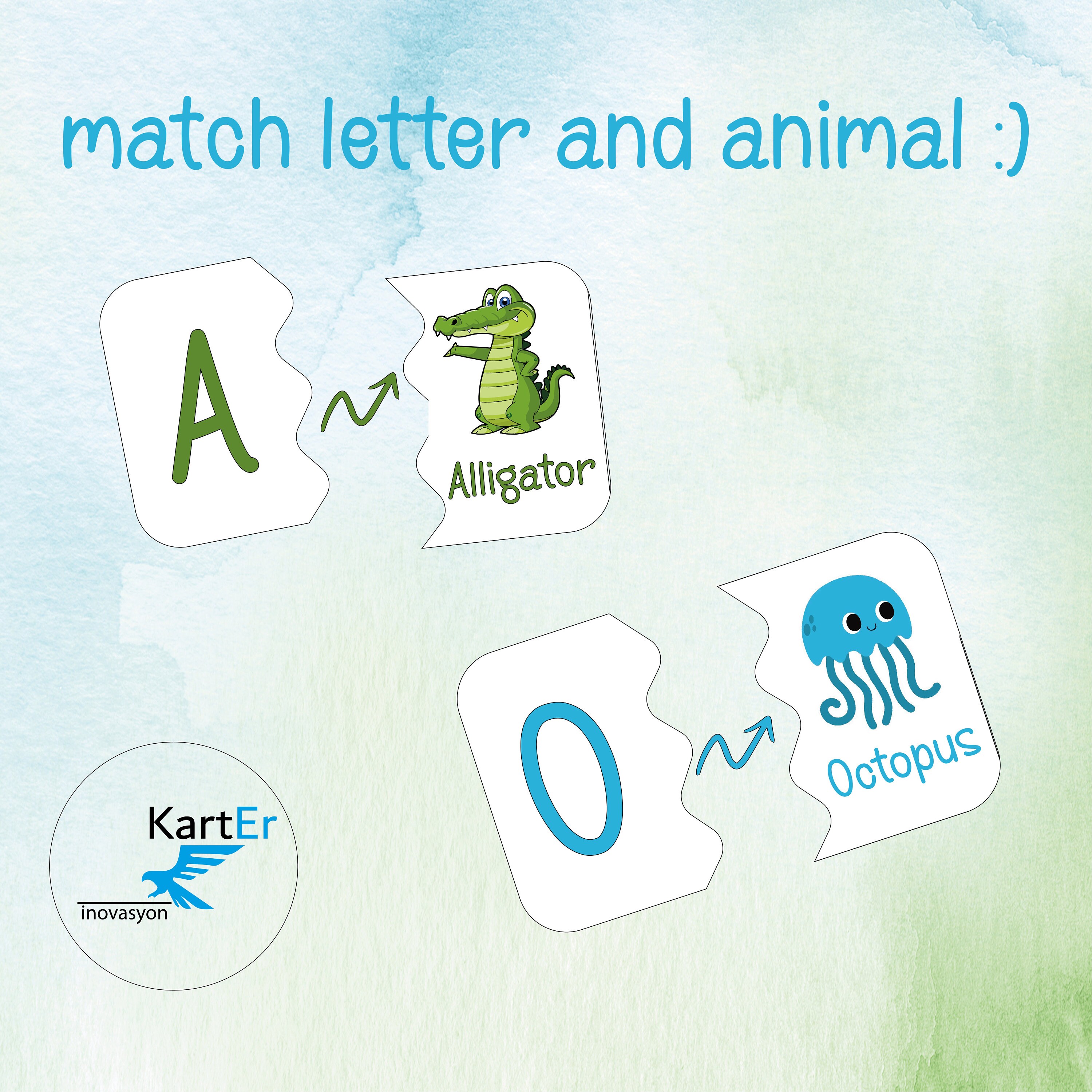 Letter Animal Matching Cards-matching Game-montessori Matching Cards - Etsy