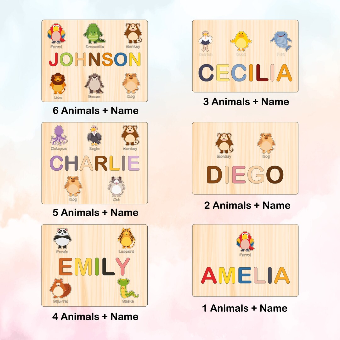 Animal Name Puzzle, Birthday Gifts, Christmas Gift,montessori Board ...