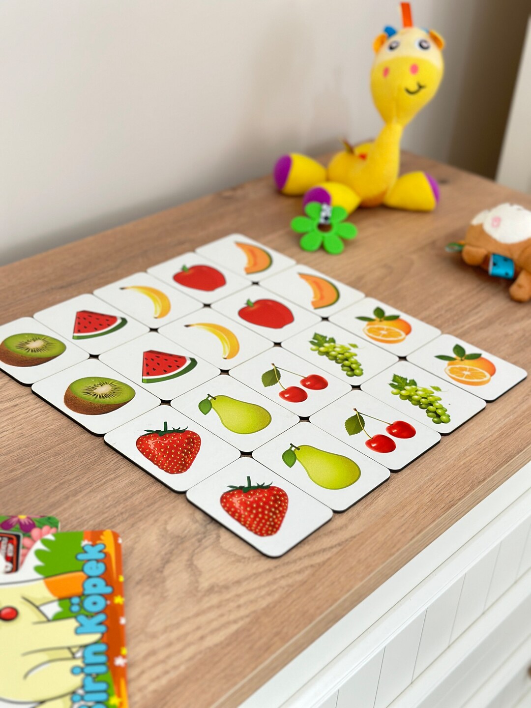 Fruits 20 Matching Montessori Cards-montessori Wooden Fruit Memory Game ...