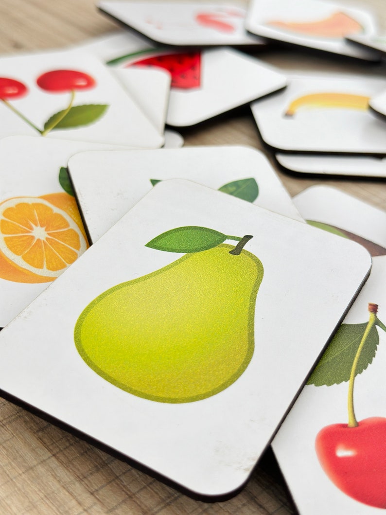 Fruits 20 Matching Montessori Cards-montessori Wooden Fruit Memory Game ...