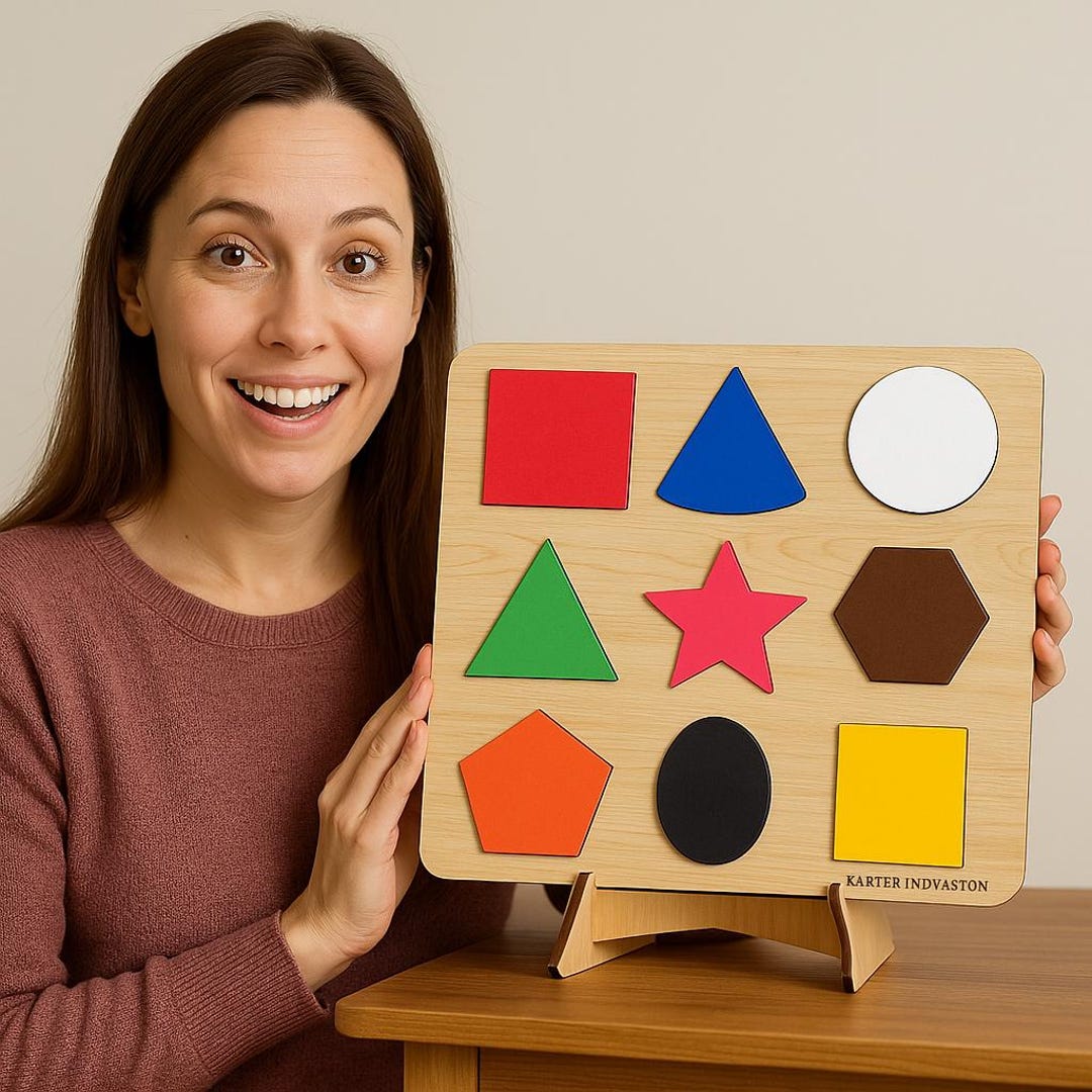 Educational Montessori Geometric Shapes Toy - Wooden With Customizable ...
