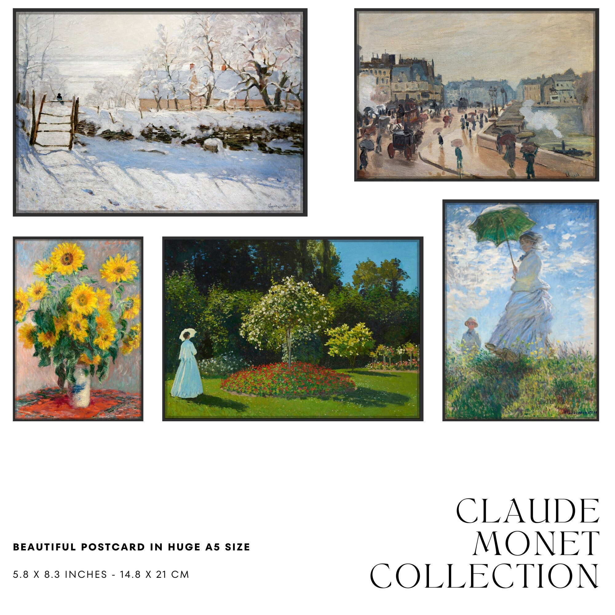 Claude Monet Postcard Collection in A5 Size, Vintage Art Print in ...