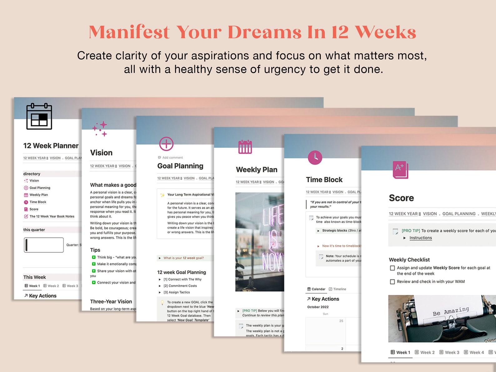 Notion Goal Template Notion Digital Planner 3 Month Life - Etsy
