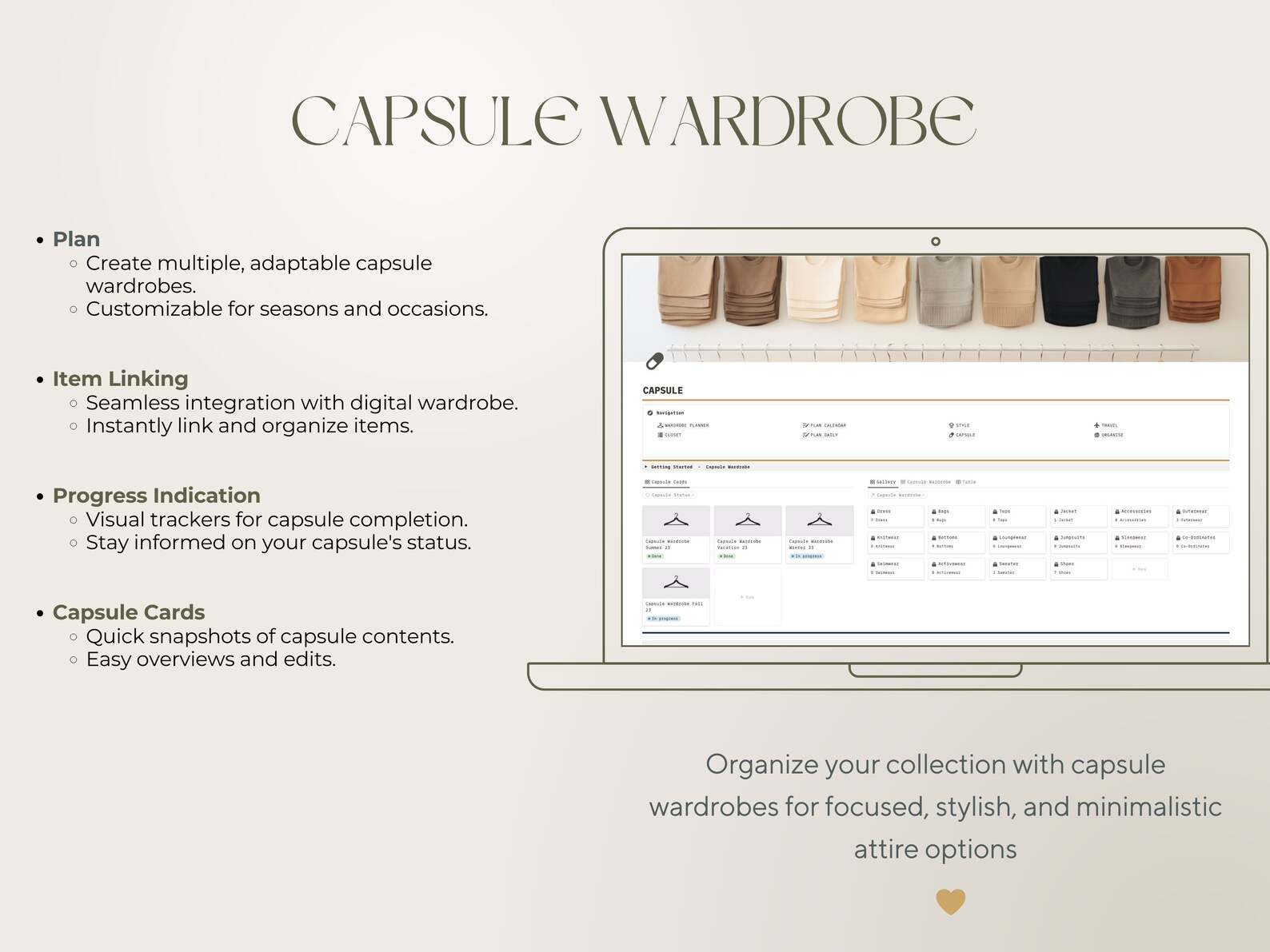 Notion Wardrobe Planner, Wardrobe Manager, Notion Template, Notion ...